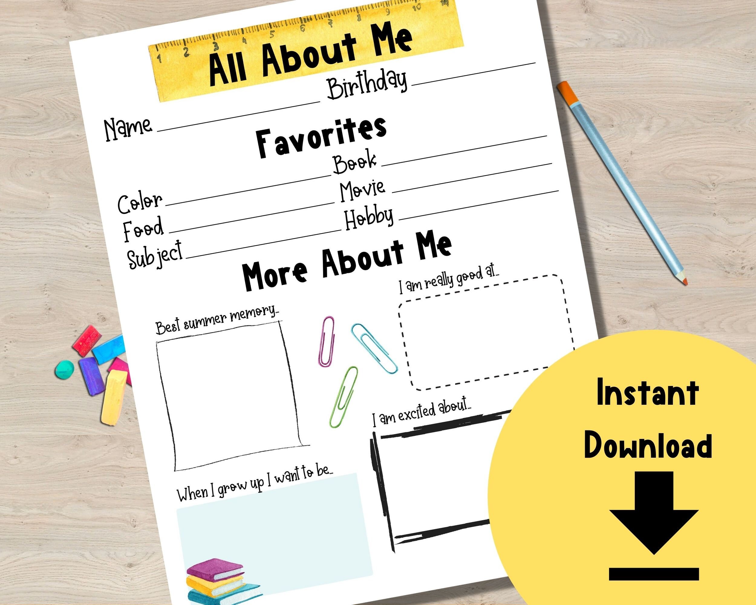 All About Me Student Questionnaire - Etsy