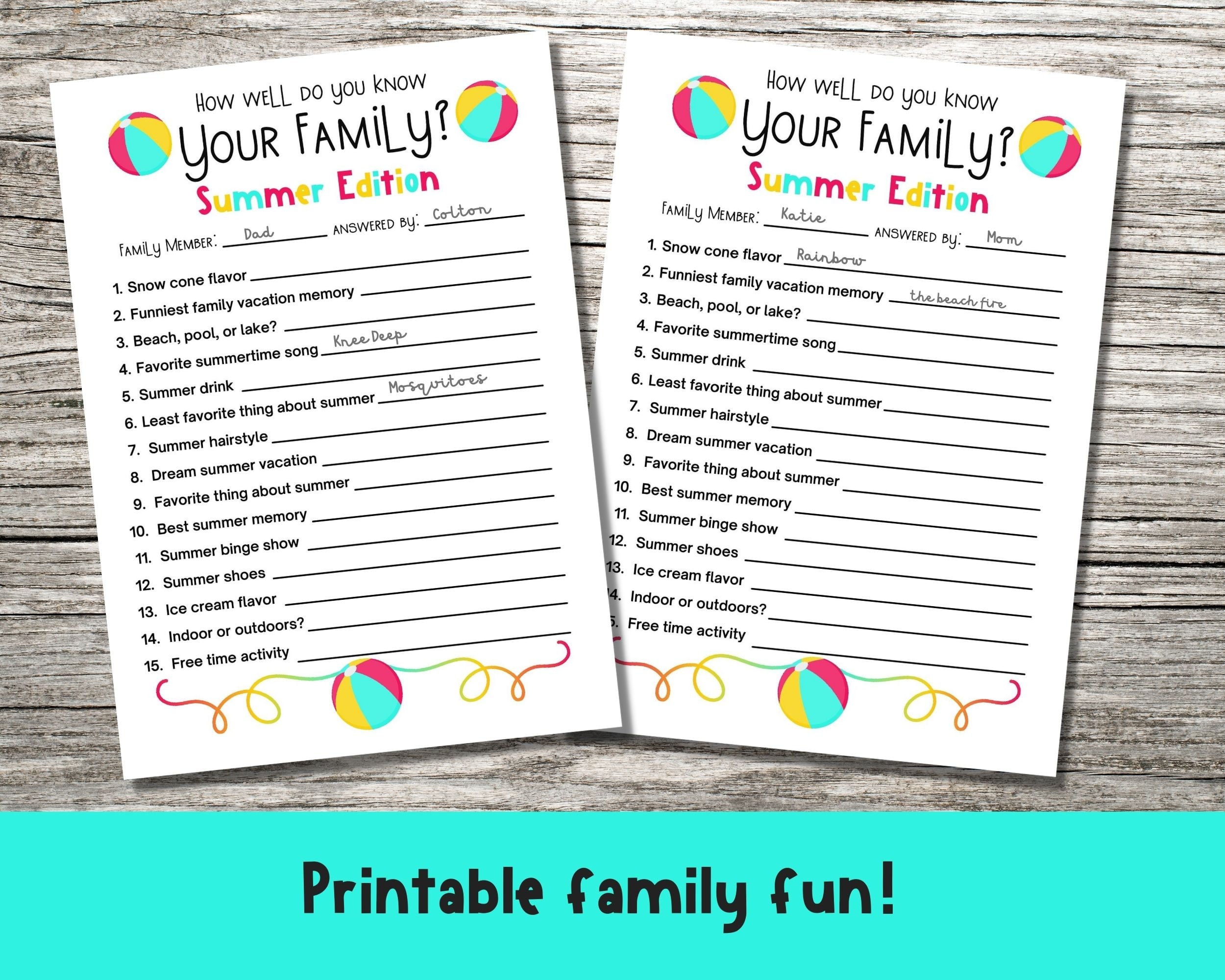 How Well Do You Know Your Family Printable - Etsy