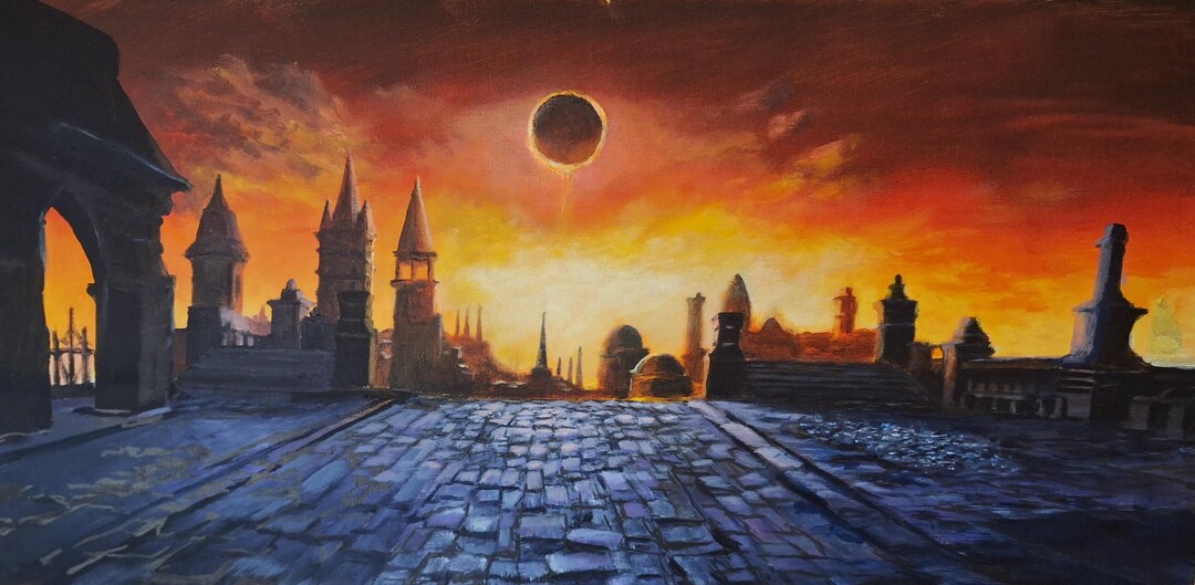 Dark Souls Art Lothric Eclipse Original Painting 12x24 30x60cm - Etsy