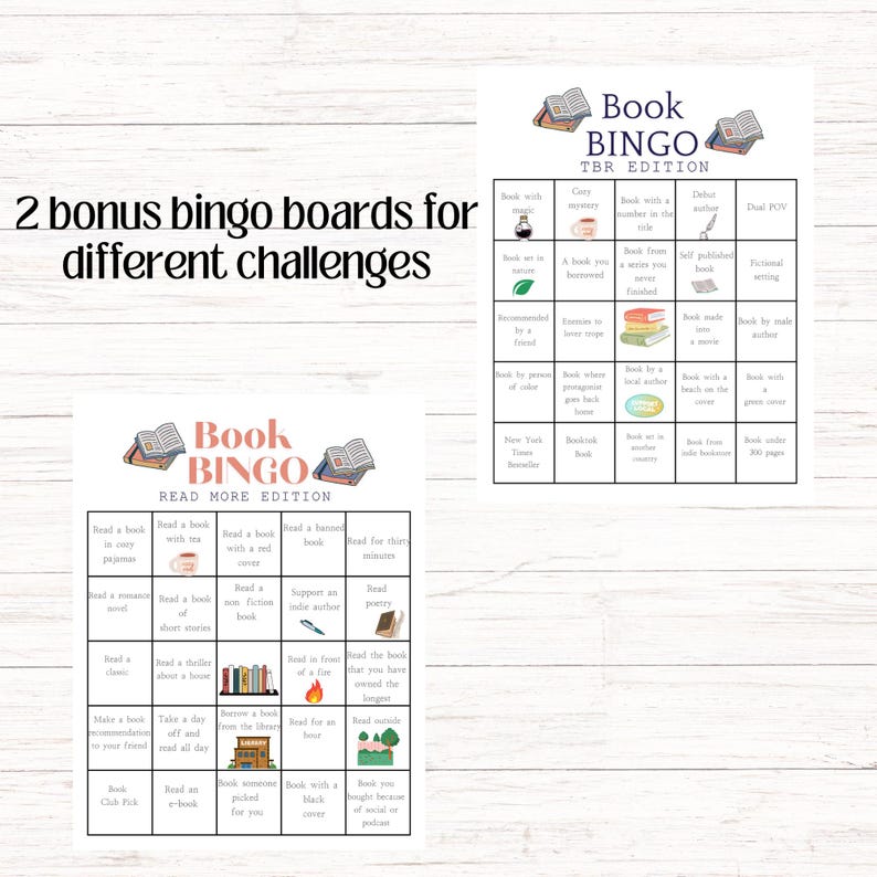 Printable Book Bingo Reading Challenge Bundle, TBR Reading Challenge ...
