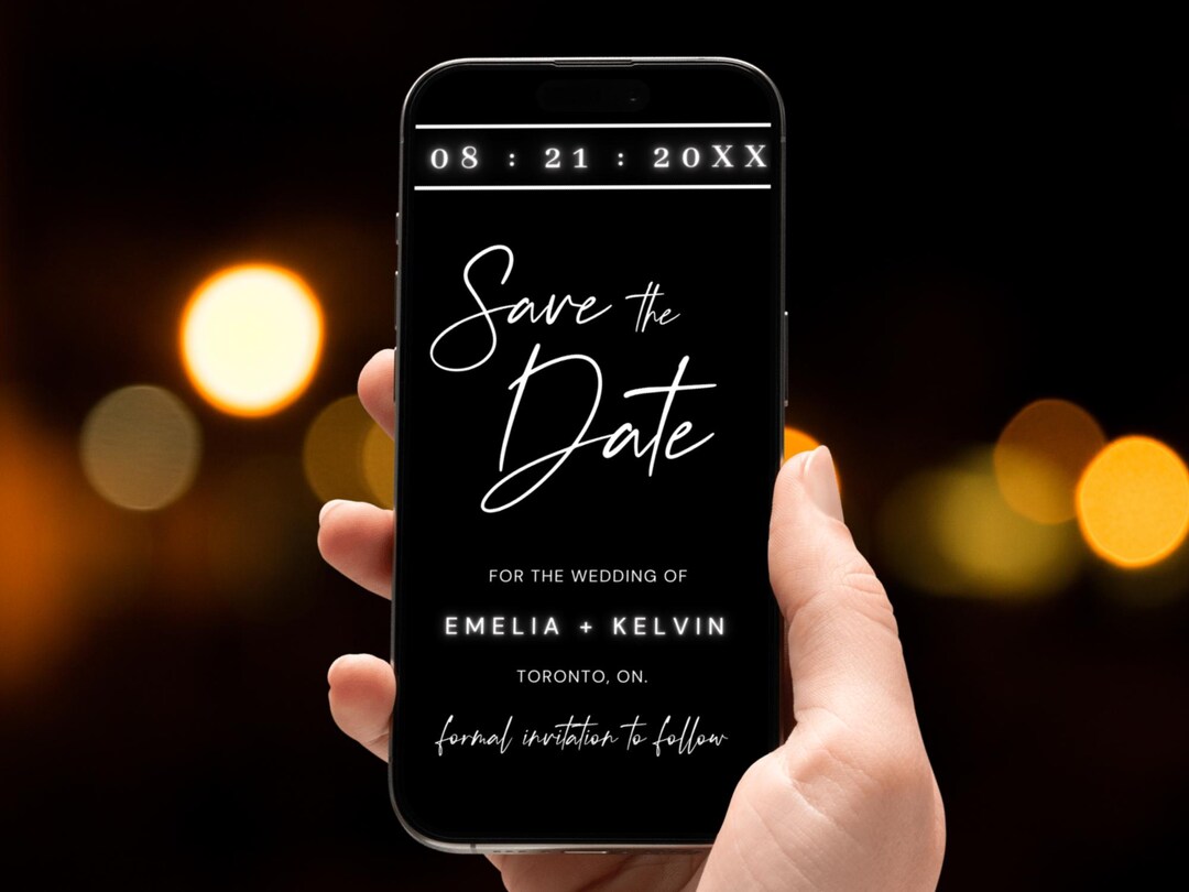 Digital Electronic Save the Date Invite | Minimal, Digital Clock Save ...