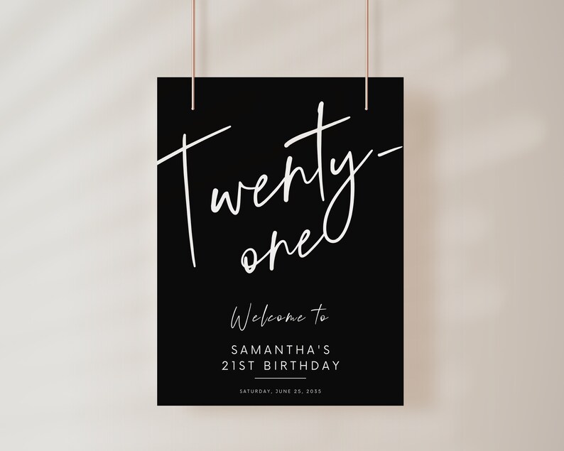 21st Birthday Party Welcome Sign, Decorations, Party Decor, Black ...