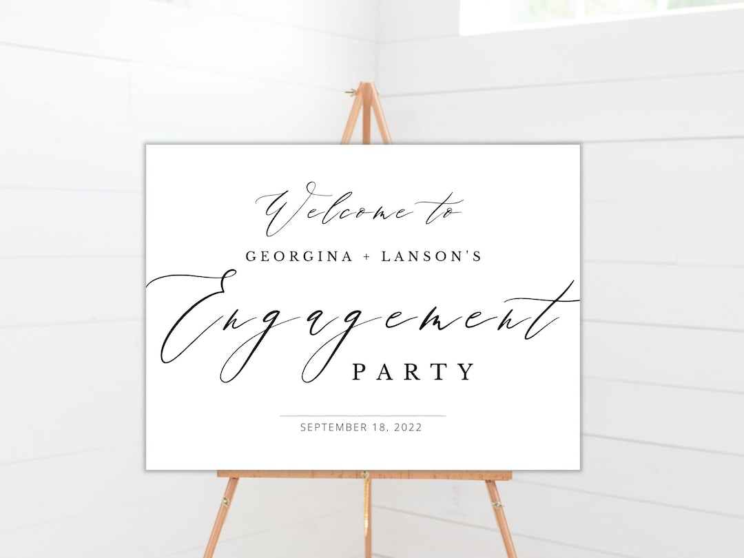 Engagement Party Sign, Decorations, Modern Engagement Welcome Sign ...