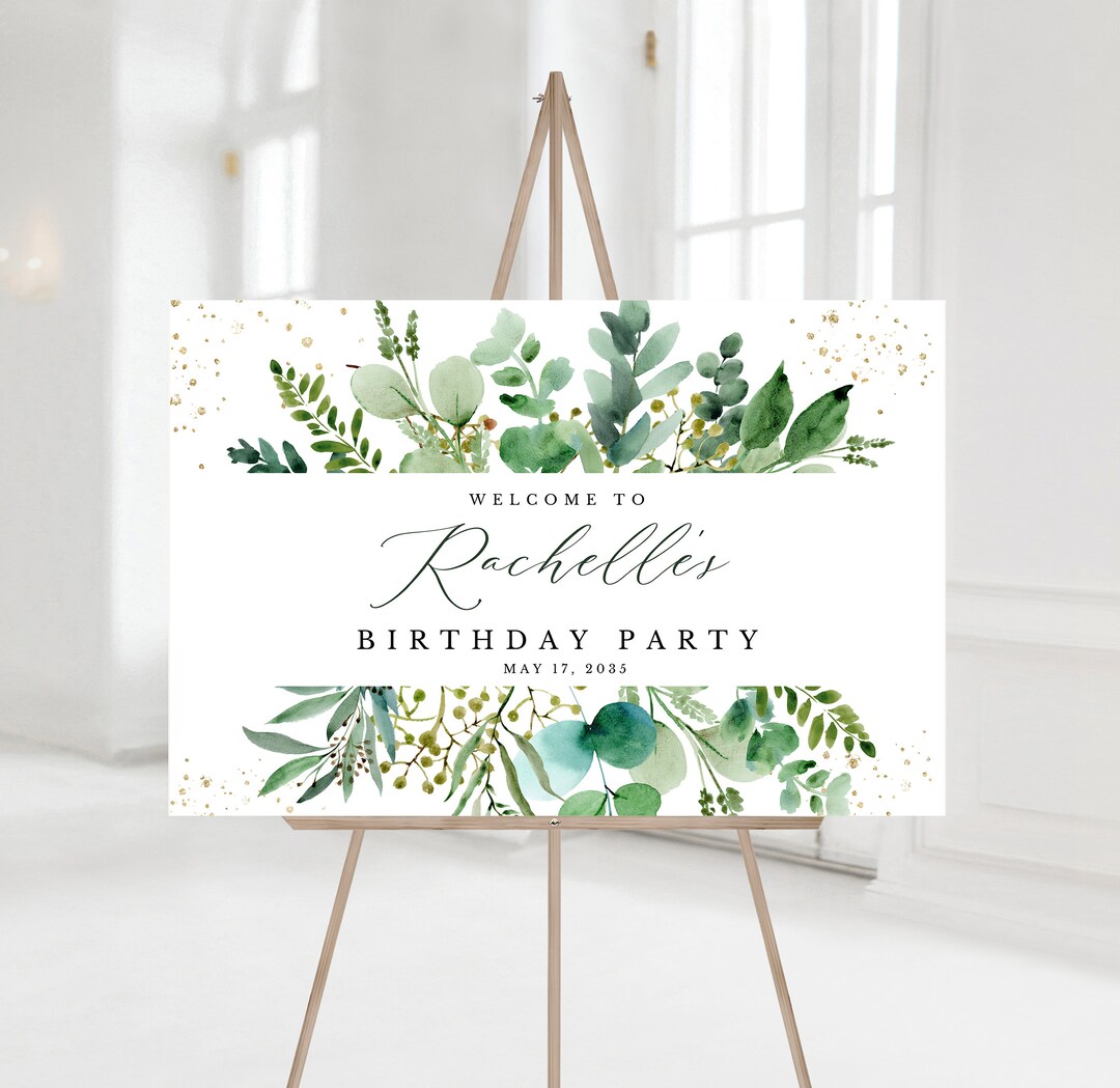 Greenery Birthday PARTY SIGN Greenery Party Decorations - Etsy