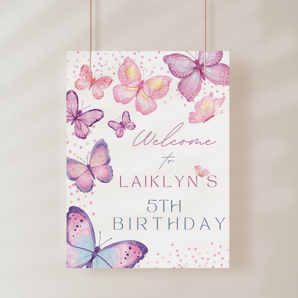 Butterfly Birthday Welcome Sign - Etsy