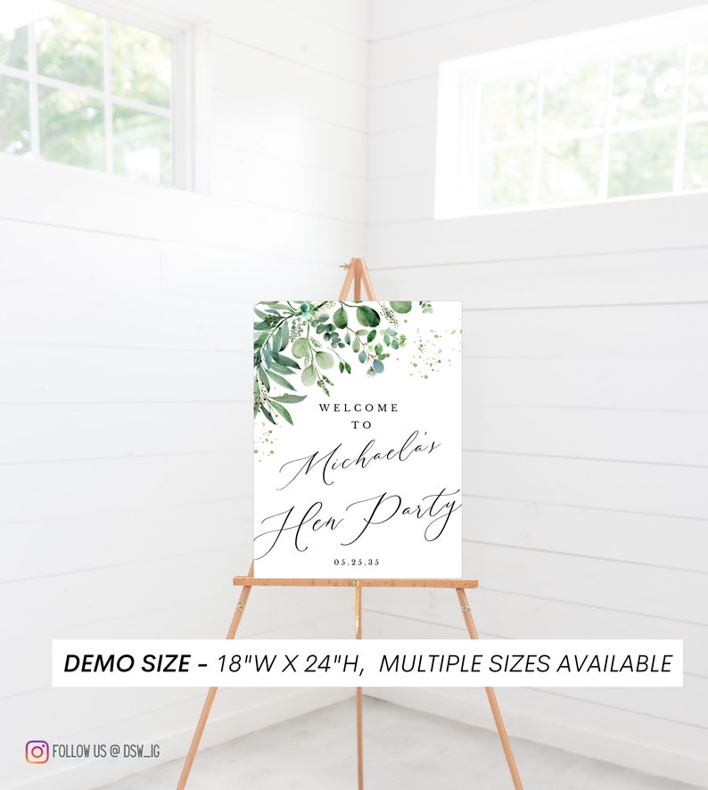 Hen Party Welcome Sign Greenery Floral Bridal Shower Welcome - Etsy