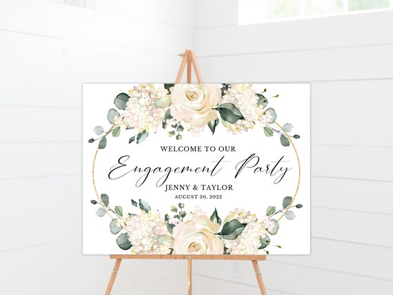 Engagement Welcome Sign Template Greenery Floral Engagement - Etsy