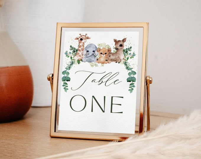 Table Number Cards Jungle Safari Animals Printable Table Numbers 1-20 ...