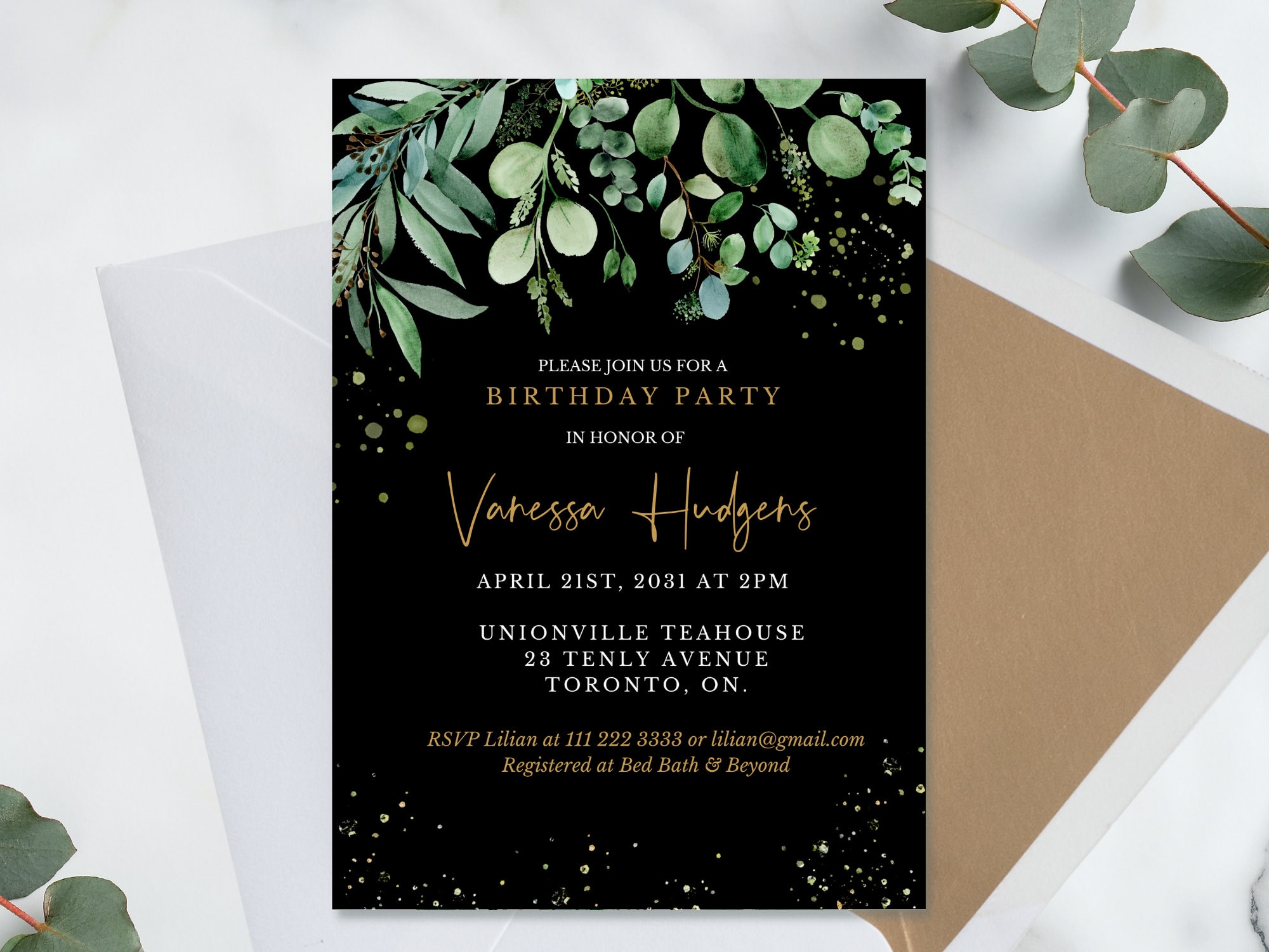 Greenery Birthday Party Invitation Template Printable - Etsy