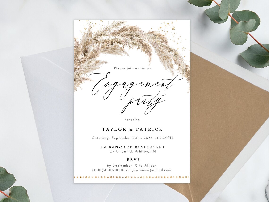 Simple Boho Fall Rustic Engagement Party Invitation With - Etsy