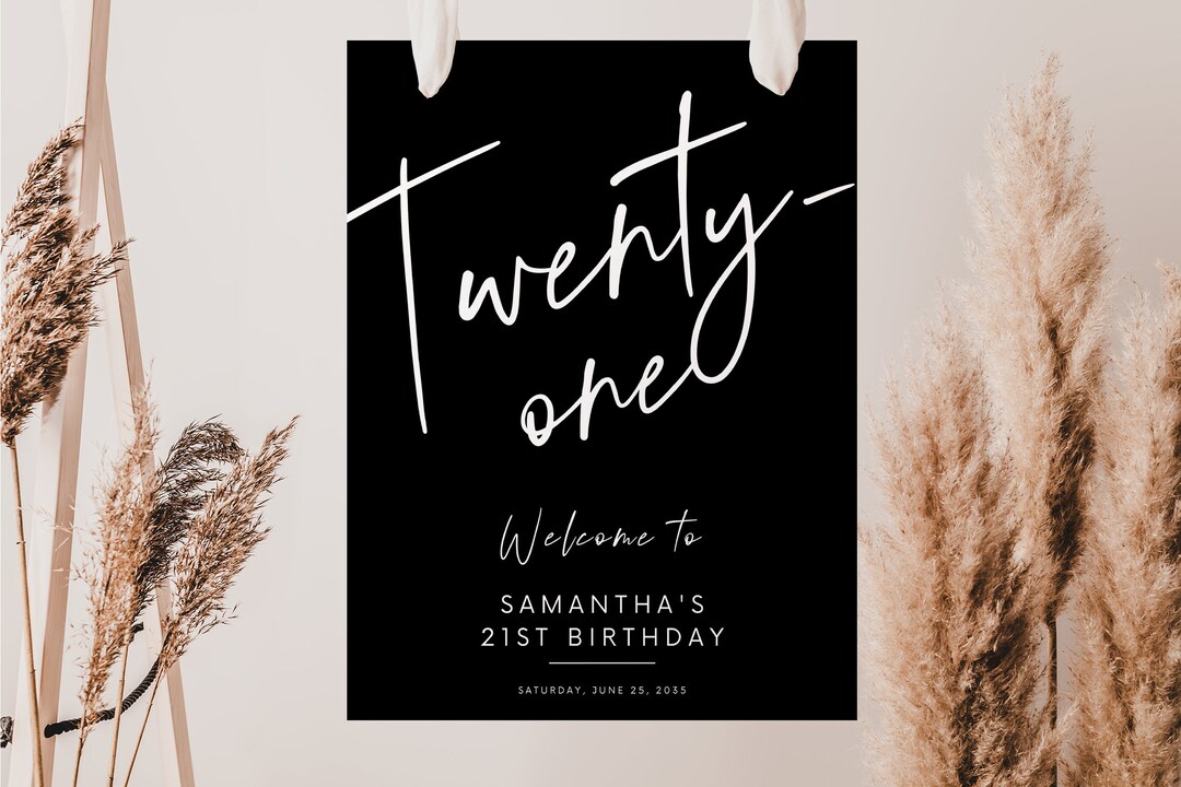 21st Birthday Party Welcome Sign, Decorations, Party Decor, Black ...