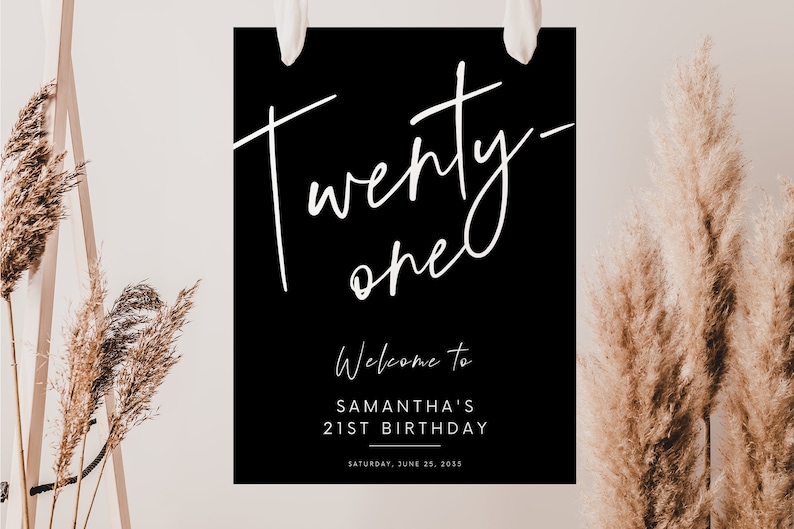 21st Birthday Party Welcome Sign, Decorations, Party Decor, Black ...