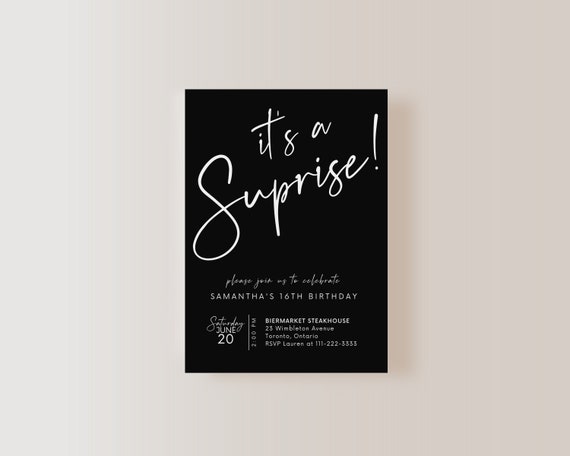 Surprise Birthday Party Invitation Template Editable Women - Etsy