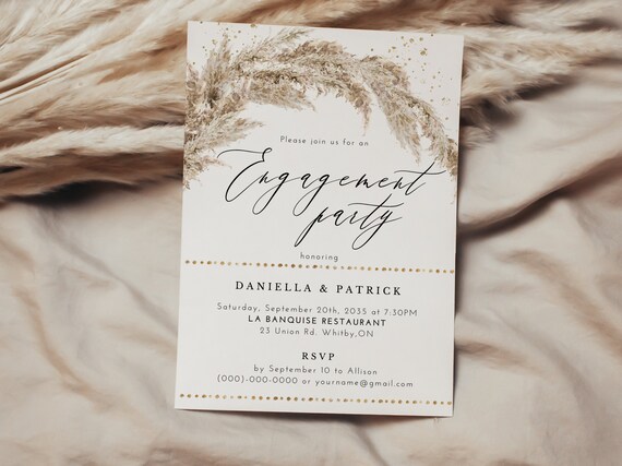 Simple Boho Fall Rustic Engagement Party Invitation With - Etsy