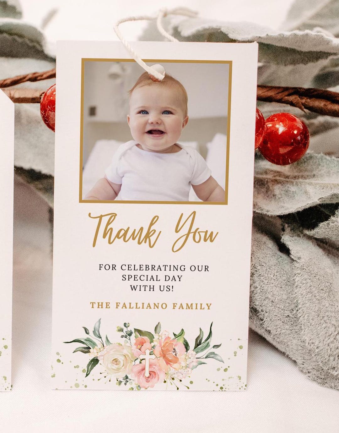 Baptism Christening Thank You Tag Template | Editable Printable ...