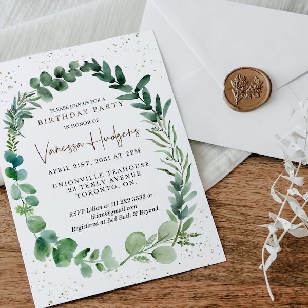 Greenery Invitation - Etsy