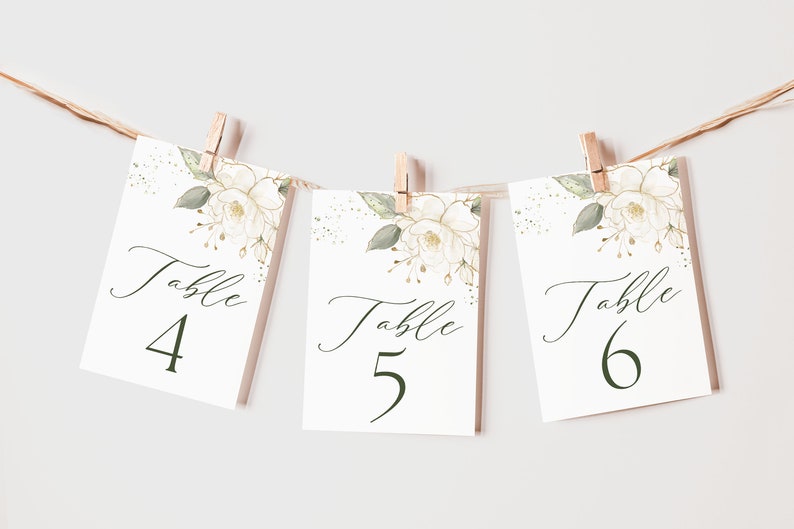 Table Numbers Template Tables 1-20 Gold Beige Floral & - Etsy