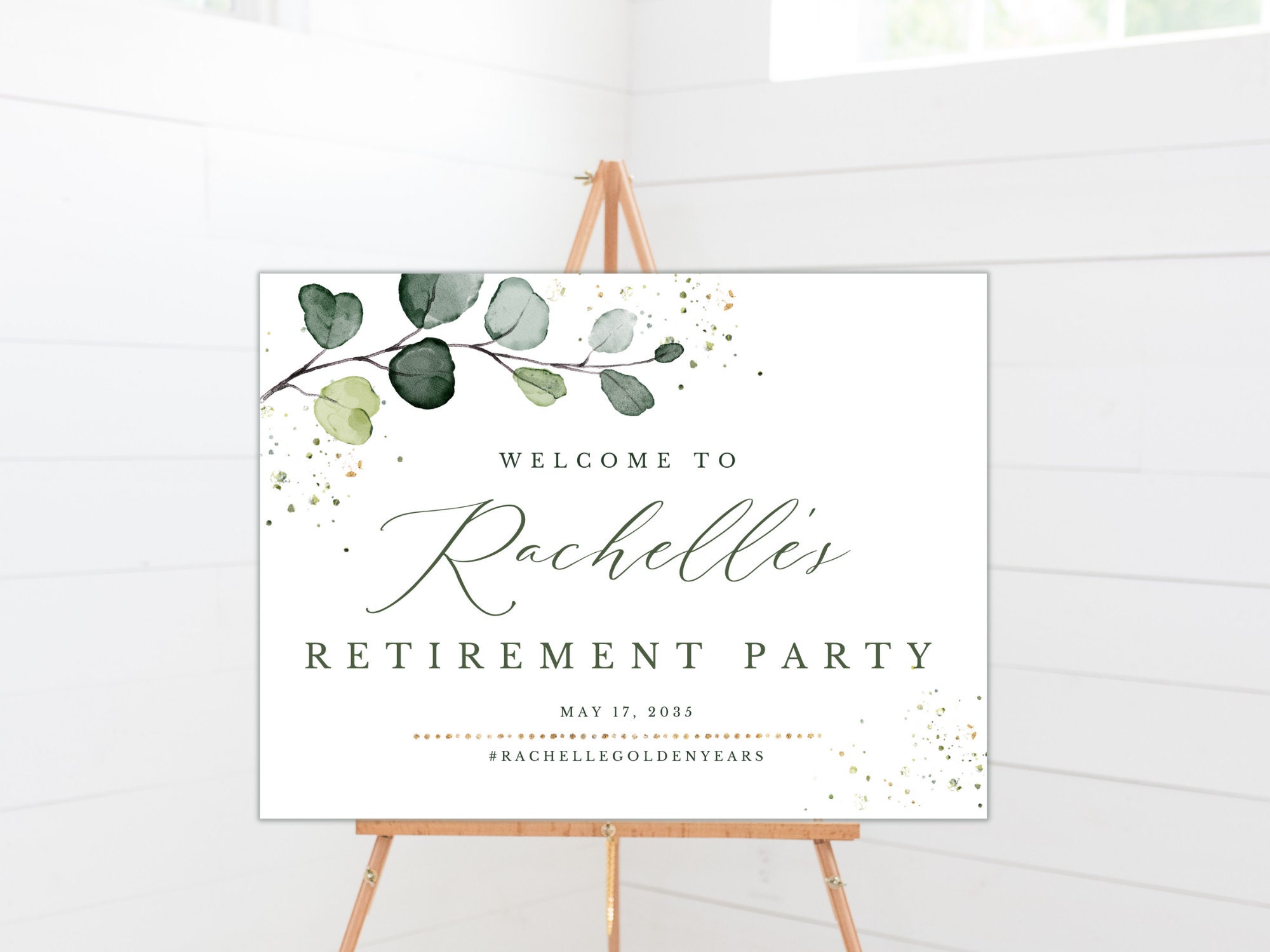 Greenery Retirement Party Welcome Sign, Printable Watercolor, Floral ...