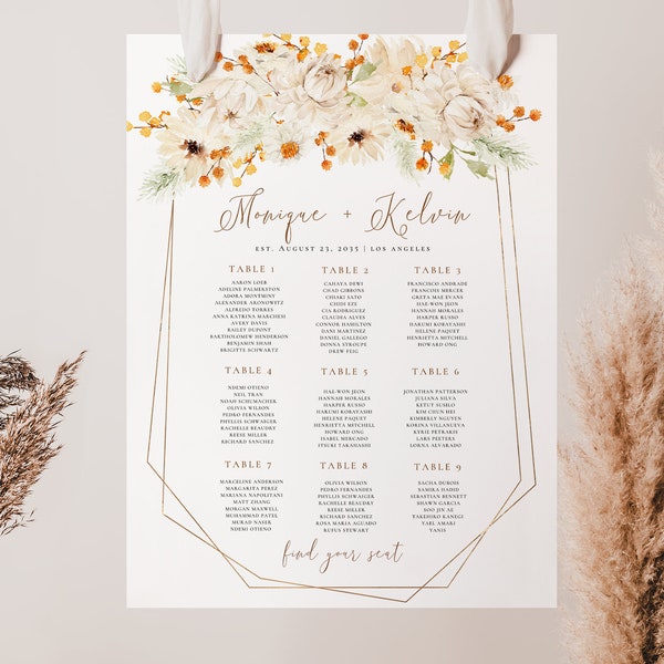 Yellow Seating Chart - Etsy