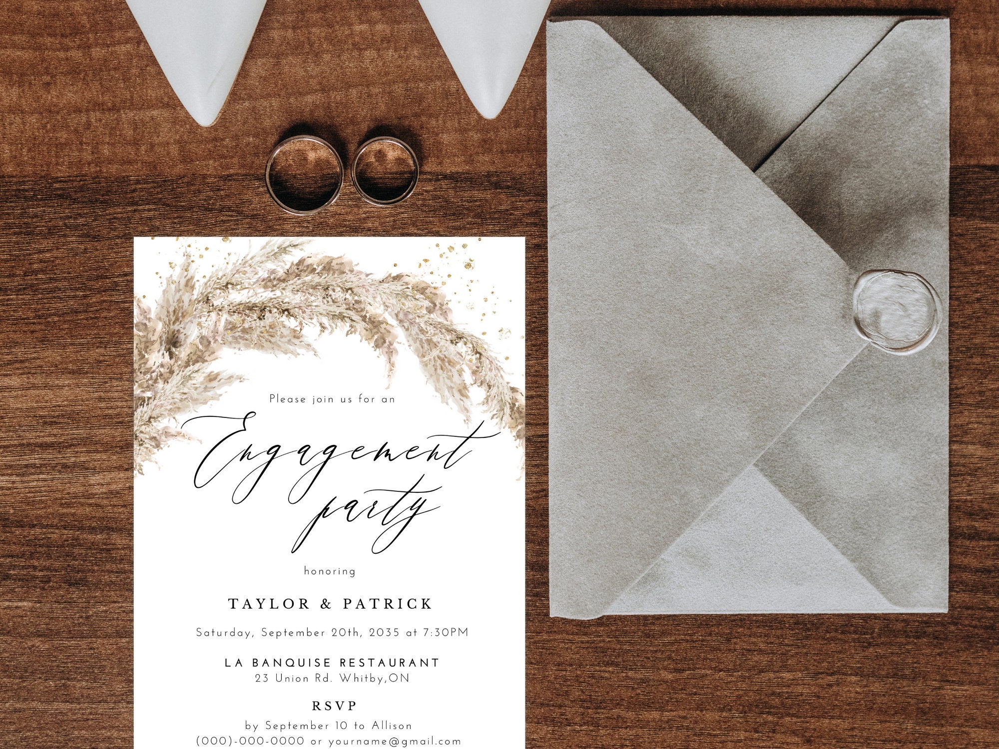 Simple Boho Fall Rustic Engagement Party Invitation With - Etsy