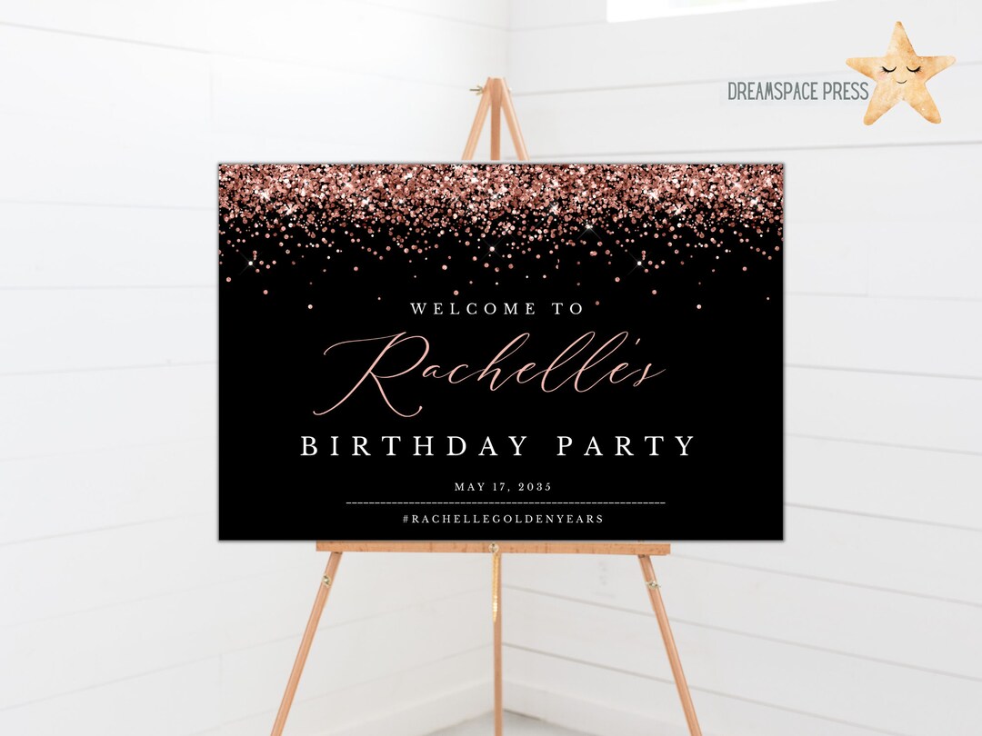 Rose Gold Sparkles Birthday PARTY SIGN Party Decorations - Etsy