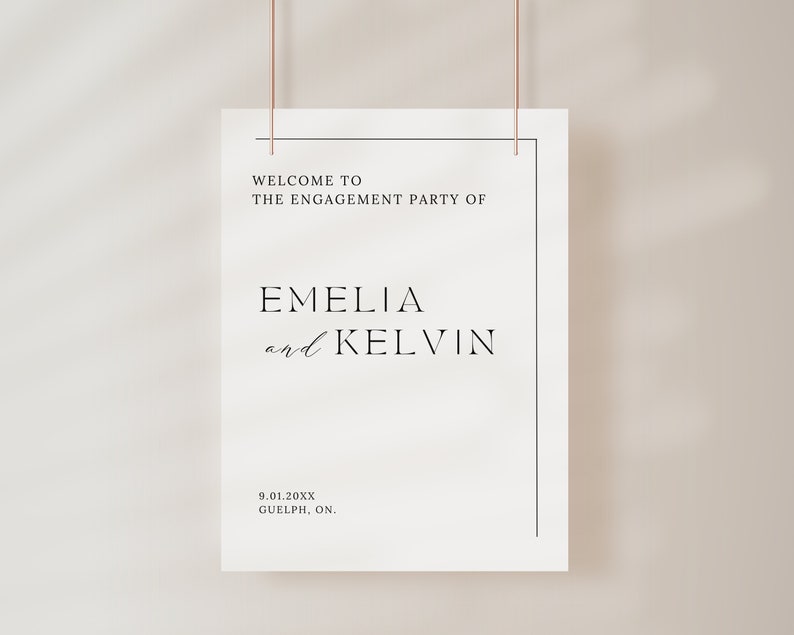 Modern Engagement Party Sign, Elegant Engagement Party Welcome Sign ...