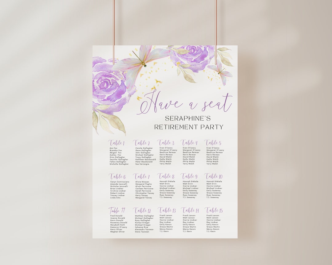 Seating Chart Template, Any Tables up to 15 Tables Printable ...
