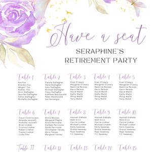 Seating Chart Template, Any Tables up to 15 Tables Printable, Wedding ...