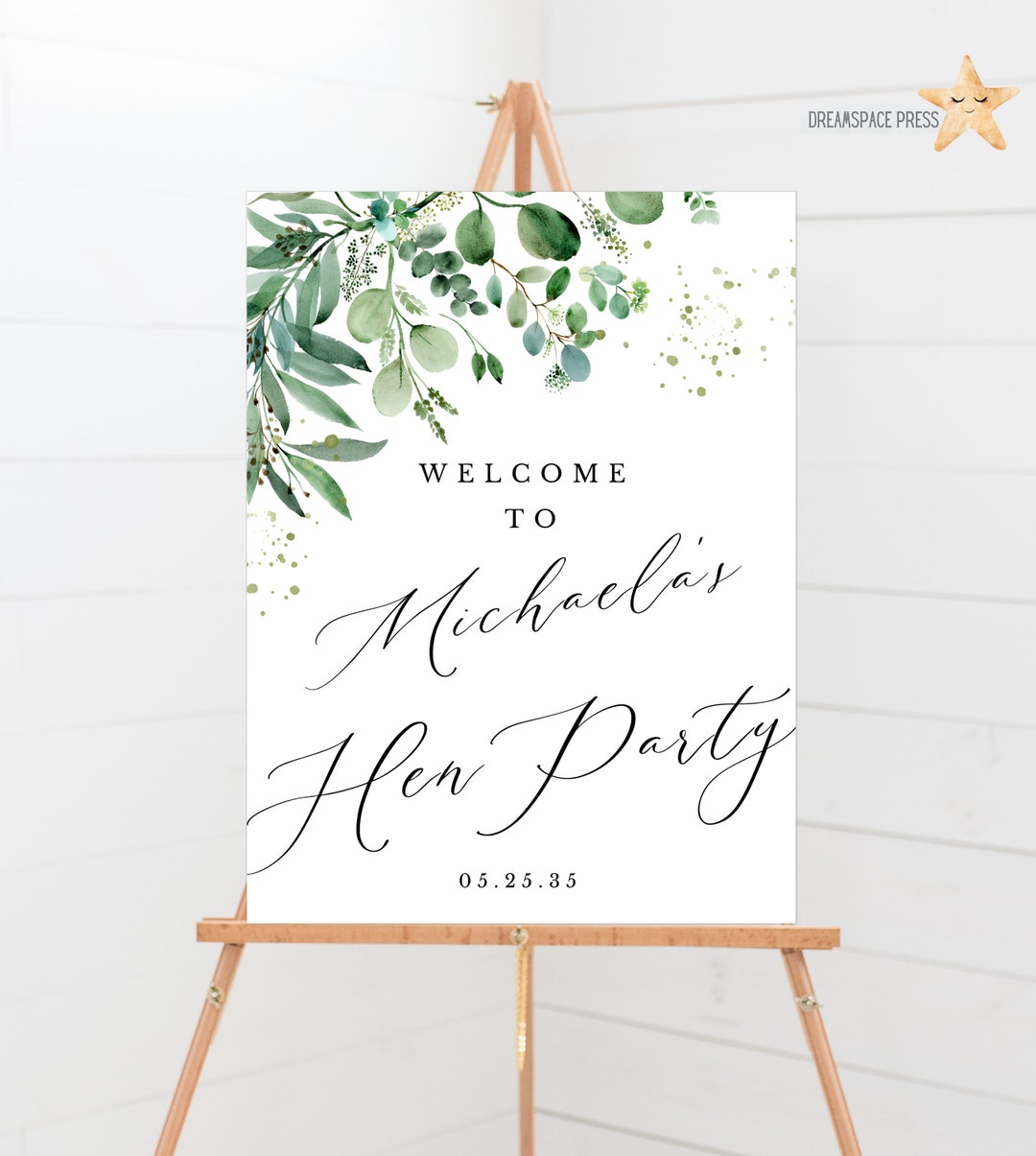 Hen Party Welcome Sign Greenery Floral Bridal Shower Welcome - Etsy