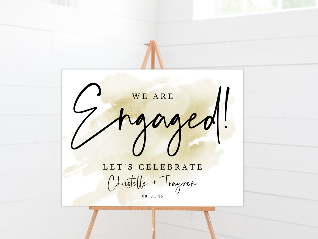 Gold Engagement Party Sign, Decorations, Modern Engagement Welcome Sign ...