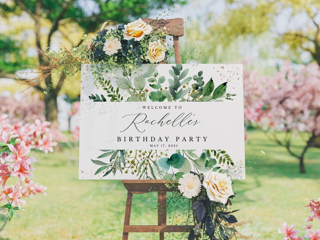 Greenery Birthday PARTY SIGN, Greenery Party Decorations, Eucalyptus ...