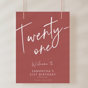 21st Birthday Party Welcome Sign, Decorations, Party Decor, Modern ...