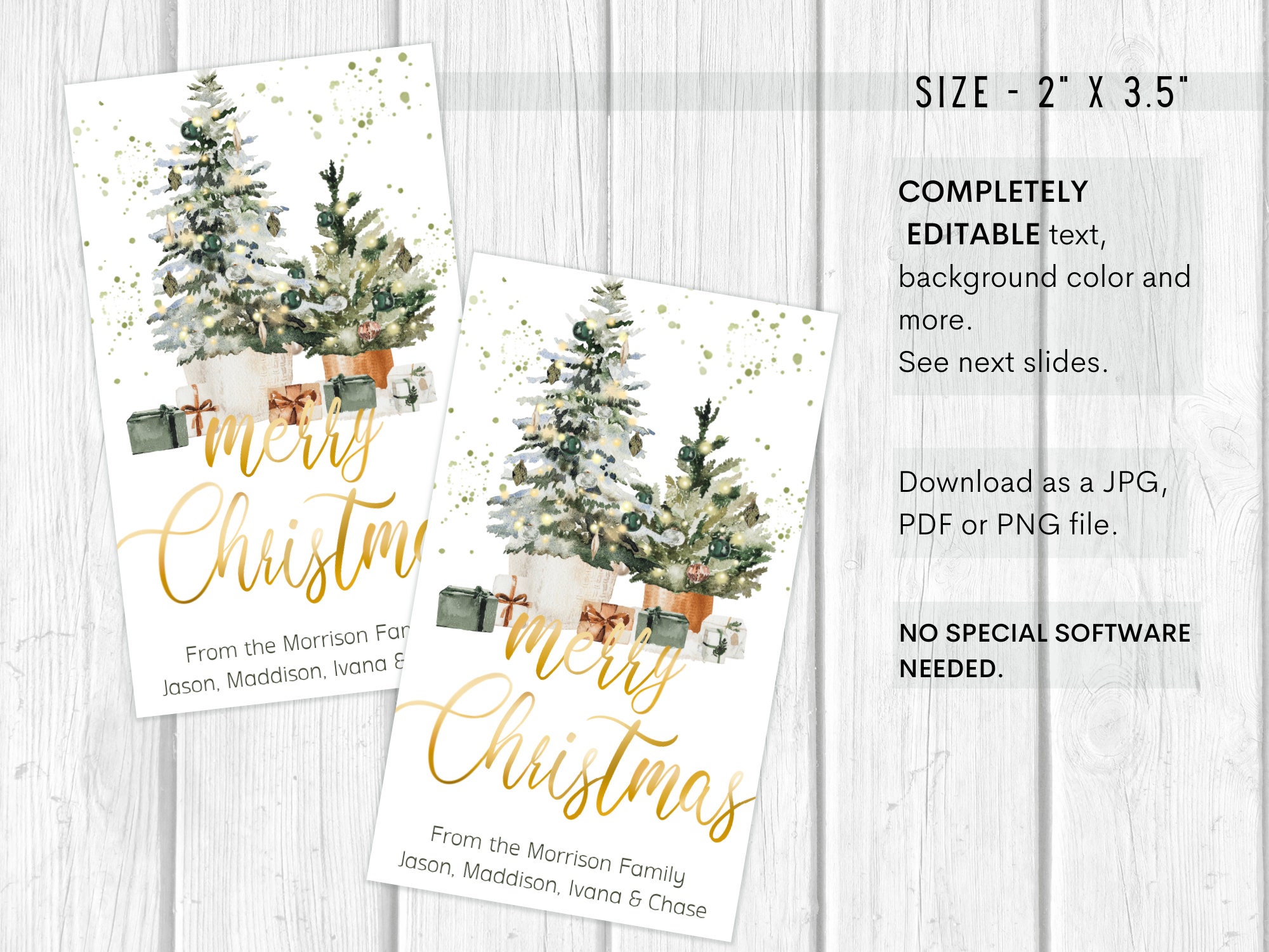 Editable Holiday Gift Tags Christmas Favor Tags Merry Christmas Holiday ...