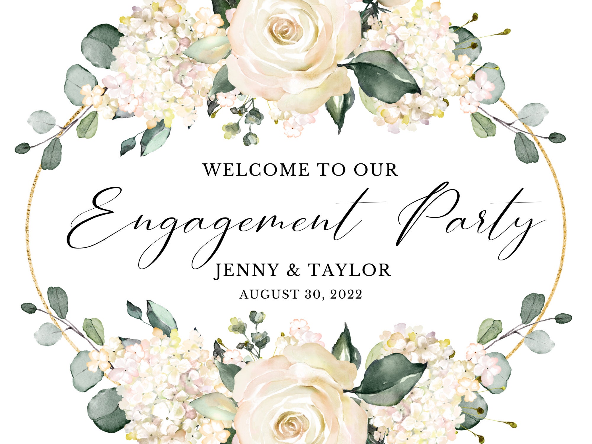 Engagement Welcome Sign Template Greenery Floral Engagement - Etsy