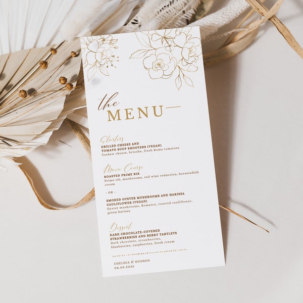 Wedding Menu Template Floral - Etsy