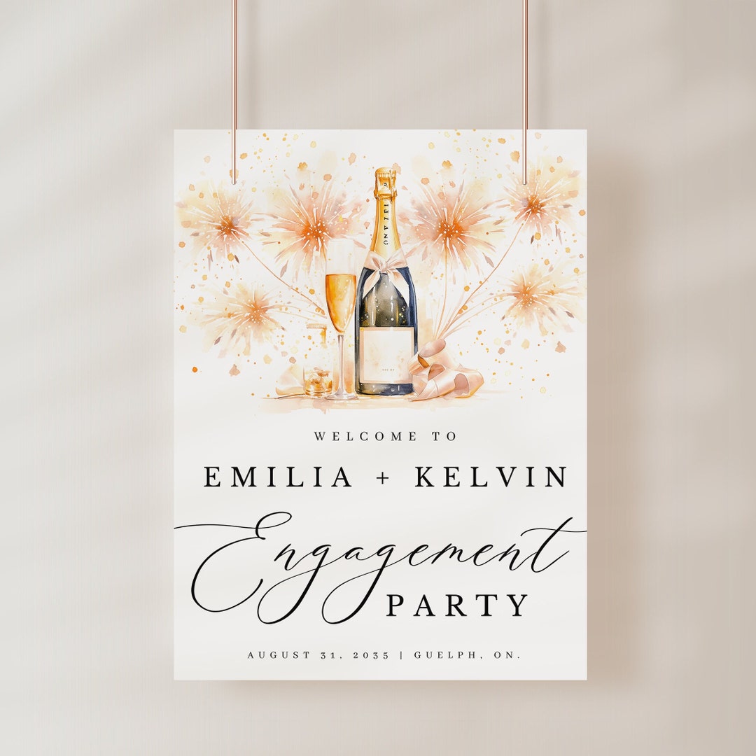 Engagement Party Sign, Cursive, Modern Engagement Party Welcome Sign ...