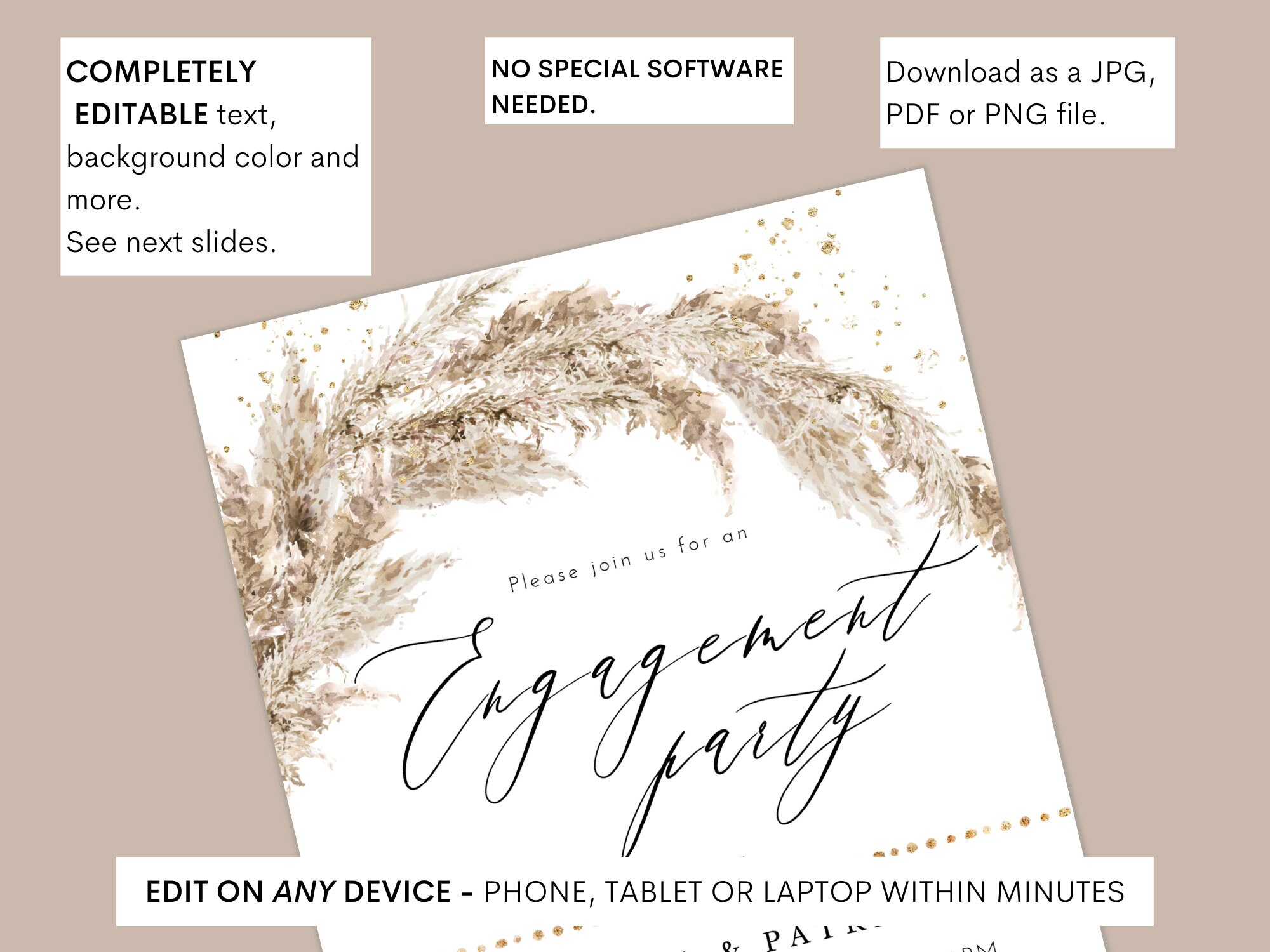 Simple Boho Fall Rustic Engagement Party Invitation With - Etsy