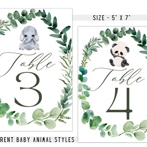 Table Number Template, 2 Styles Safari Baby Shower Printable Table ...