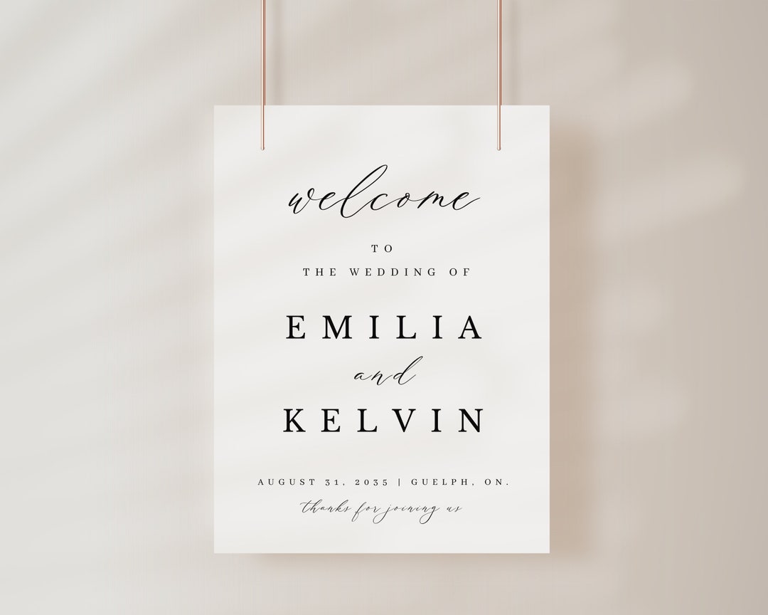 Classic Wedding Welcome Sign, Welcome Wedding Sign, Minimalist Wedding ...