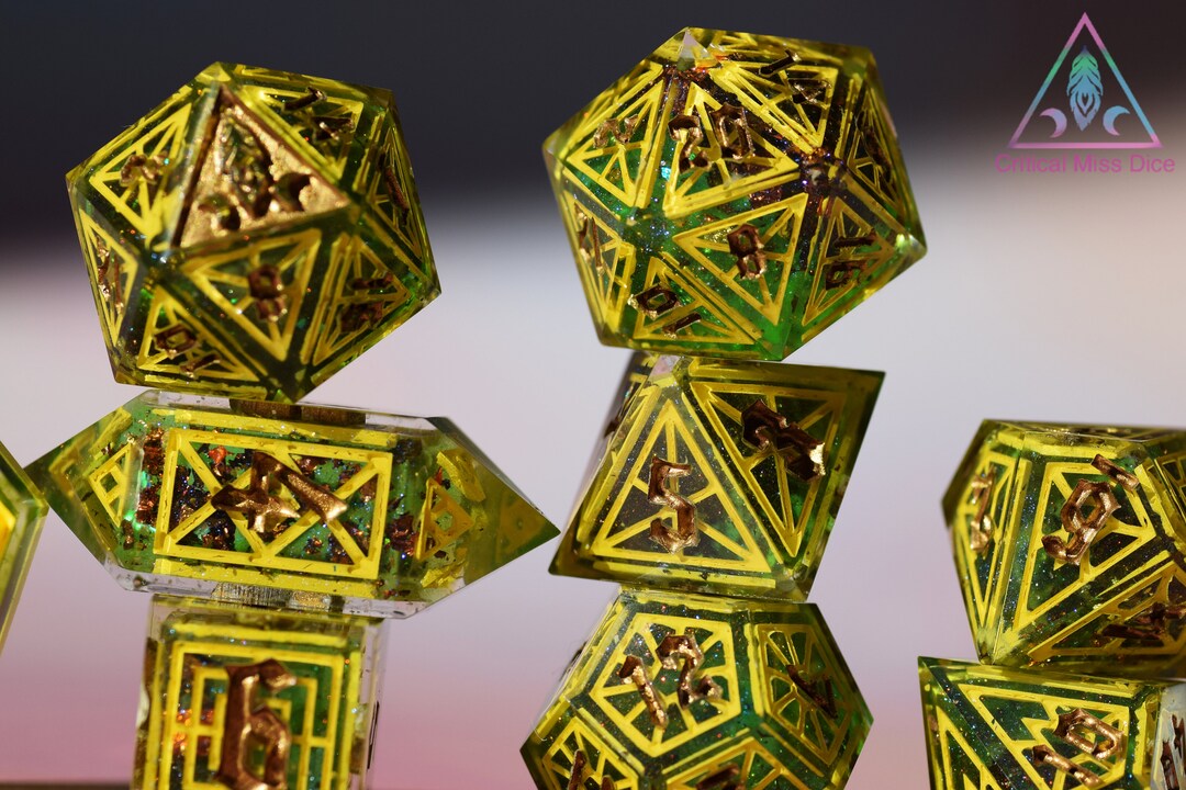 Emerald Kintsugi 10pc Emblem Handmade Resin Dice Set - Etsy