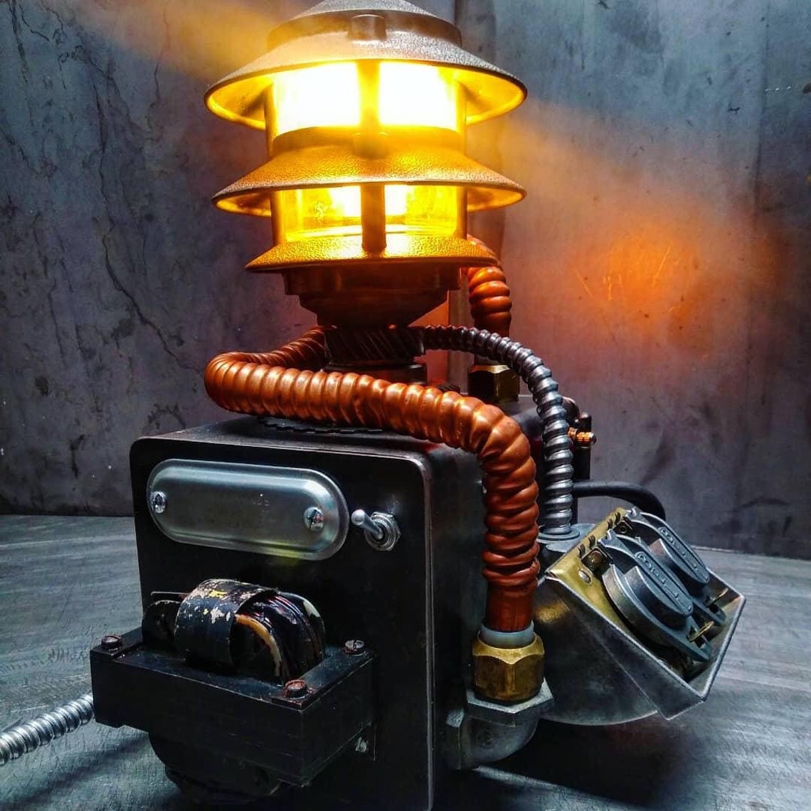 Industrial Lamp With Outlets - Etsy