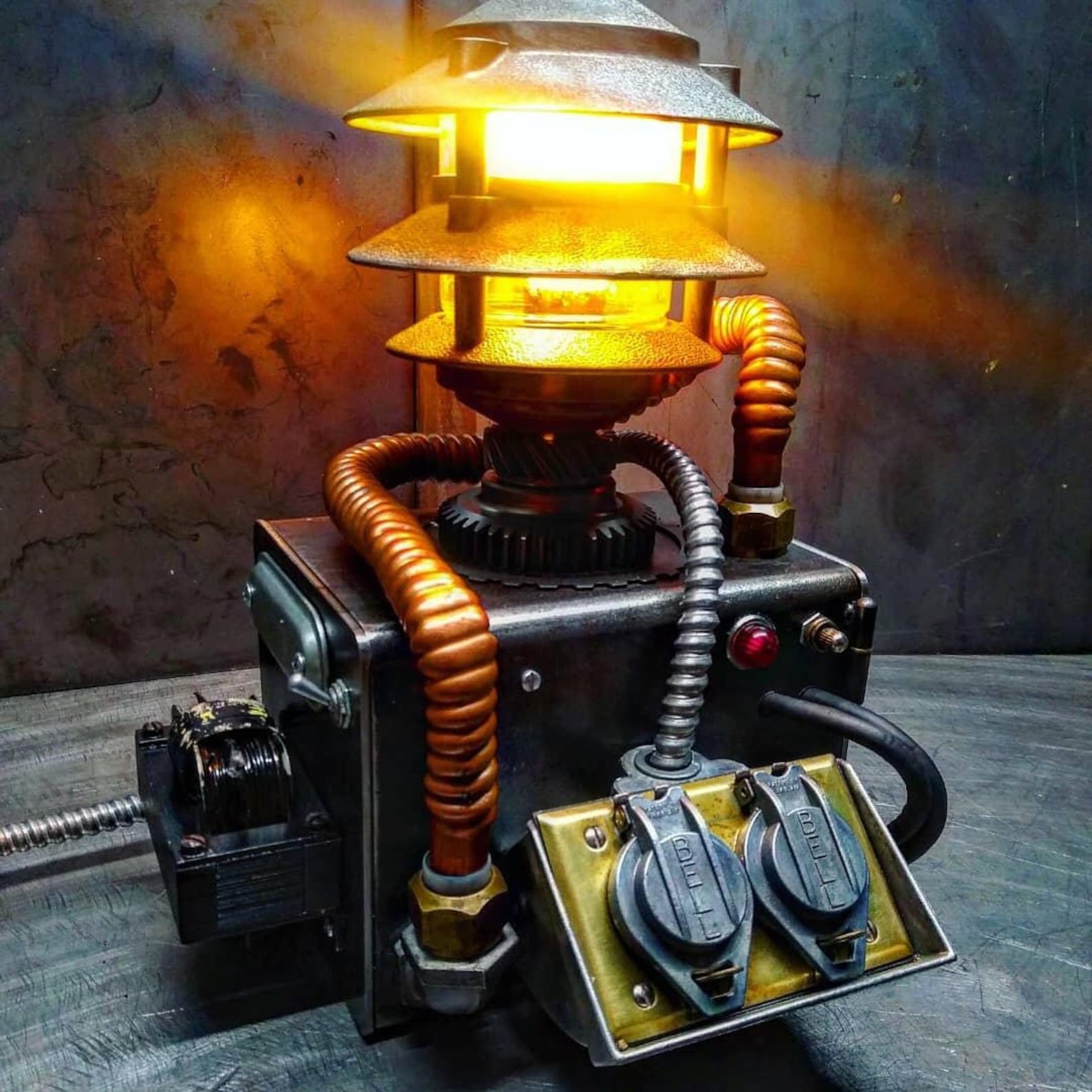 Industrial Lamp With Outlets - Etsy