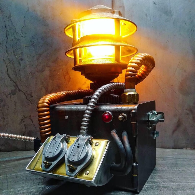 Industrial Lamp With Outlets - Etsy