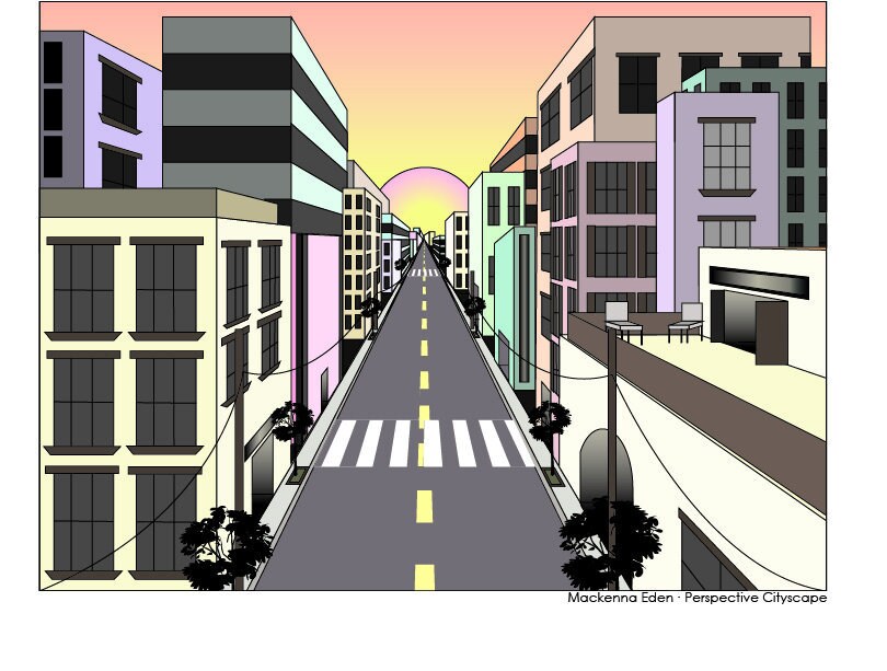 Perspective cityscape wall decor | Etsy