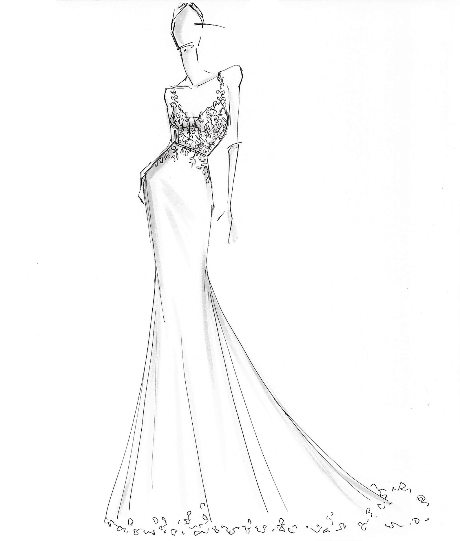 Custom Bridal Sketch/bridal Portrait Black & White Fully - Etsy