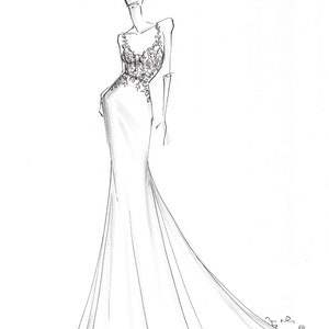 Custom Bridal Sketch/bridal Portrait Black & White Fully - Etsy