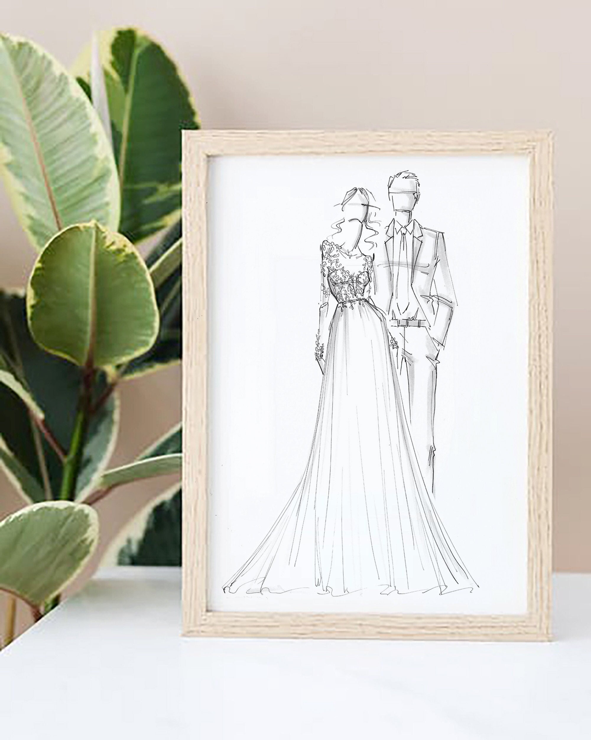 Bride And Groom Outline