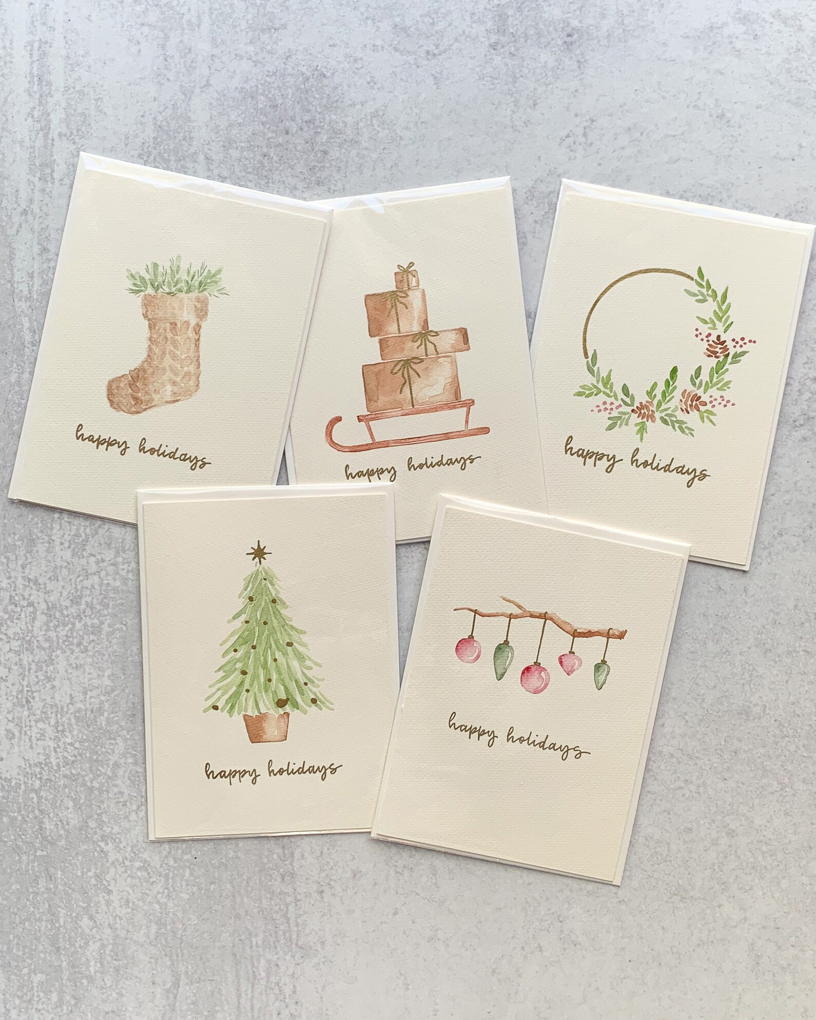 Hand Painted Boho Themed Christmas Card Variety Pack - Etsy