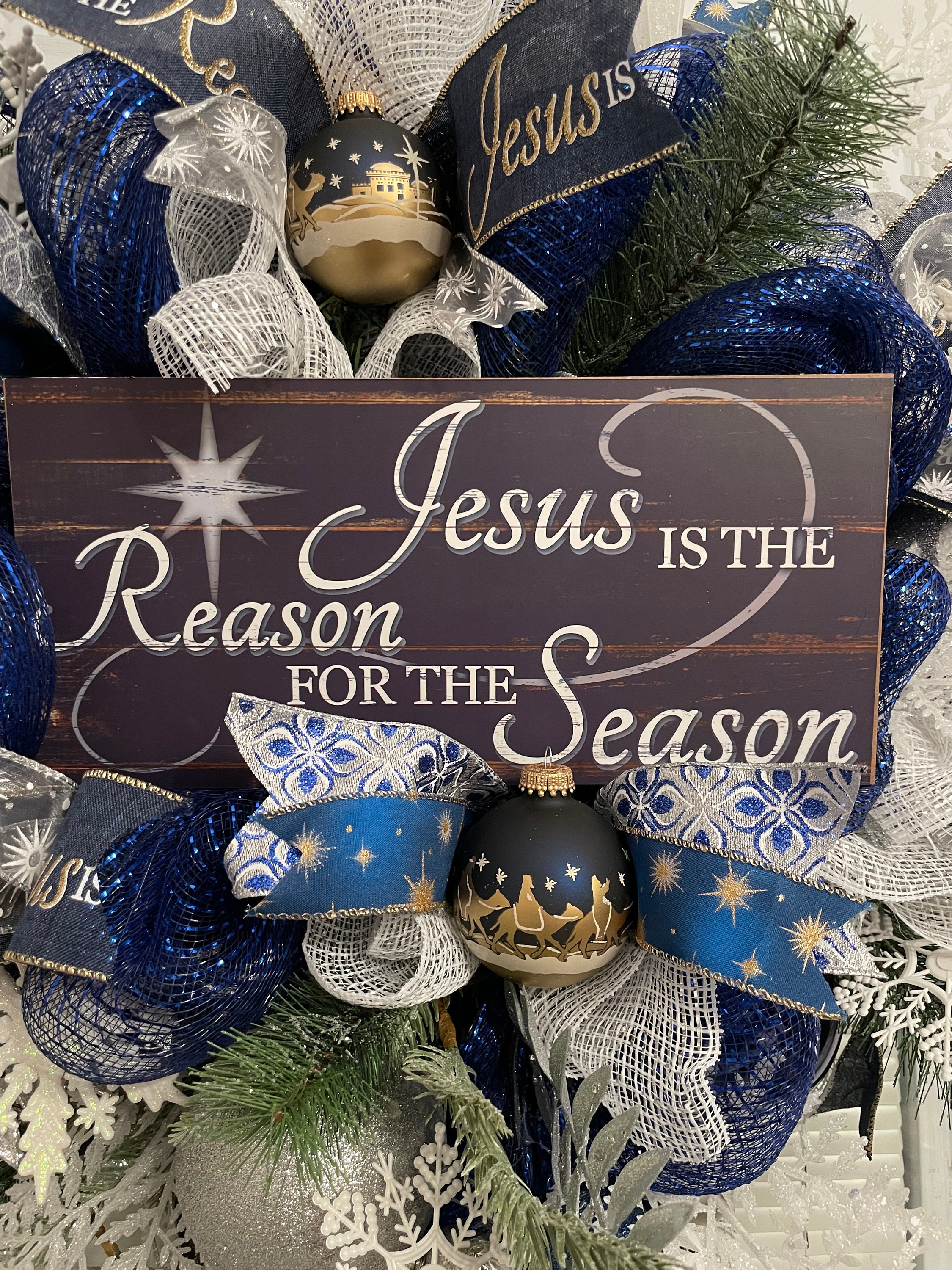 Jesus is the Reason for the Season Wreath for Front Door, Christian ...