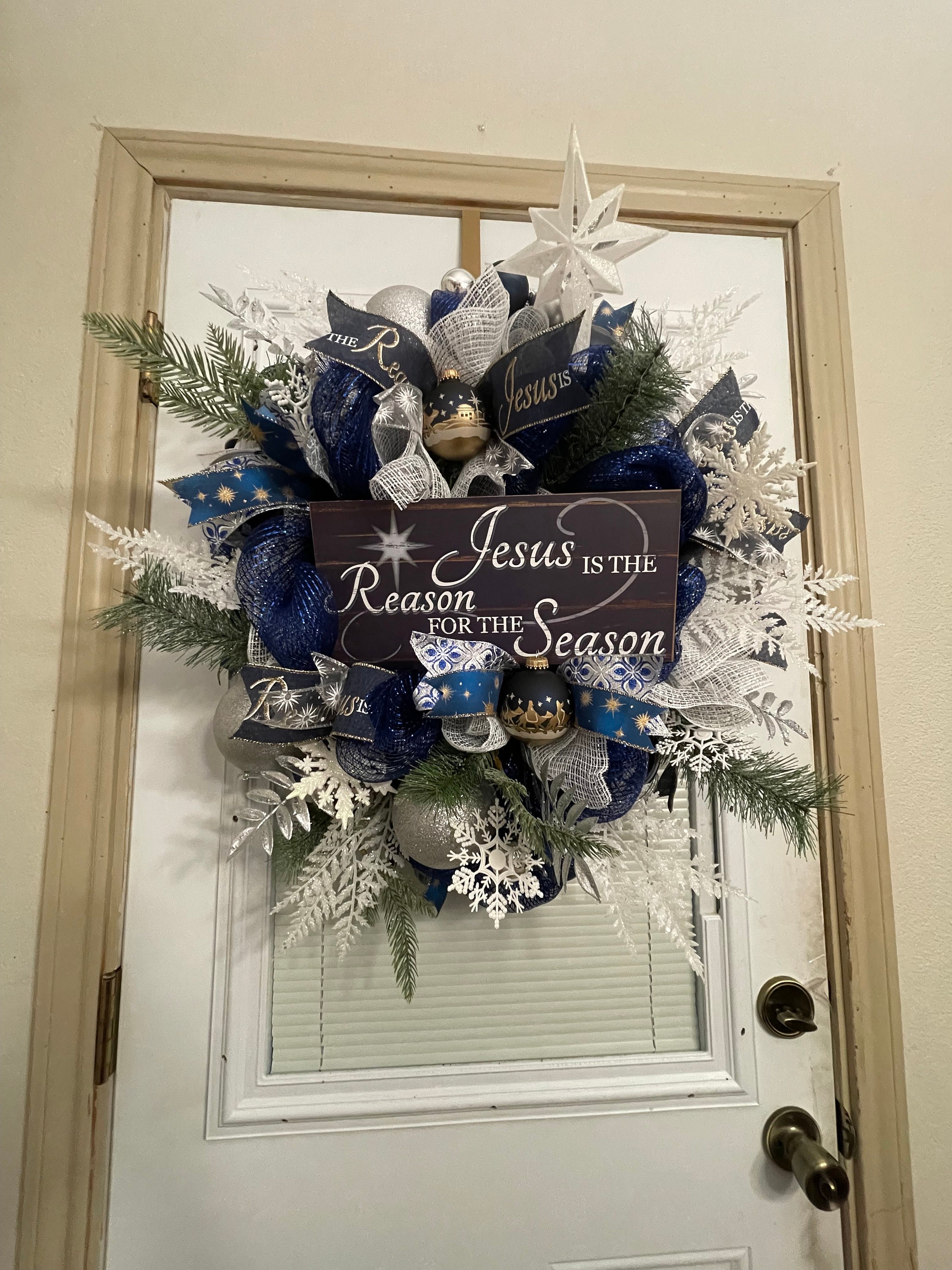 Jesus is the Reason for the Season Wreath for Front Door, Christian ...